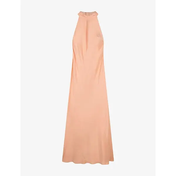 OMNES Milos High-neck Satin Maxi Dress - Peach