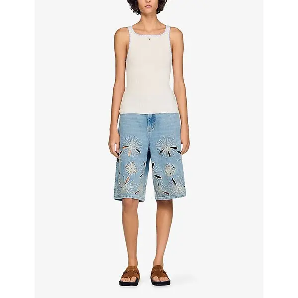 Sandro Square-neck Ribbed Knitted Vest Top