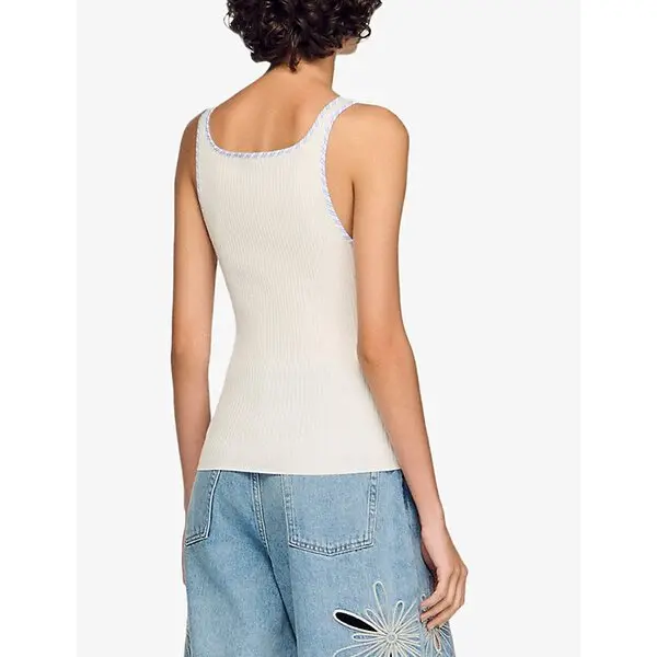 Sandro Square-neck Ribbed Knitted Vest Top