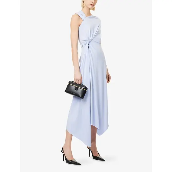 Victoria Beckham Asymmetric Twist-front Midi Dress - Cloud Blue