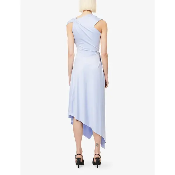 Victoria Beckham Asymmetric Twist-front Midi Dress - Cloud Blue