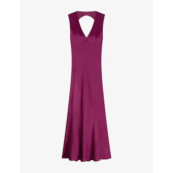 OMNES Nova Tie-back Satin Maxi Dress - Magenta
