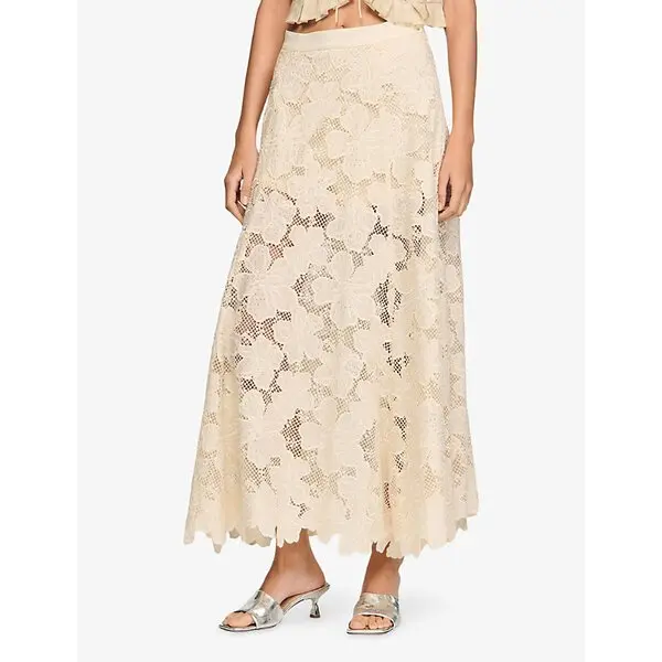 Sandro Floral Lace Maxi Skirt