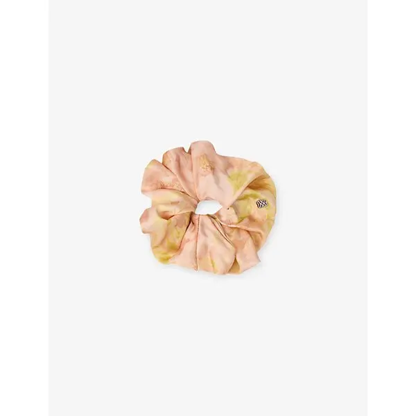 Sandro Floral Print Woven Scrunchie - Pink / Green
