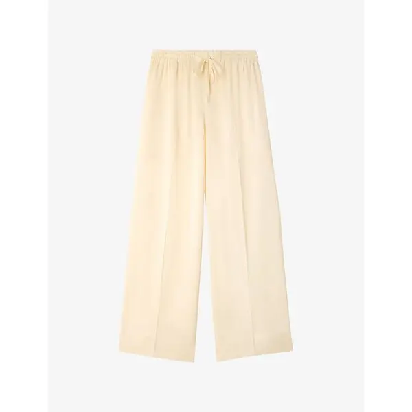 Sandro Wide-leg Drawstring-waist Trousers - Light Yellow