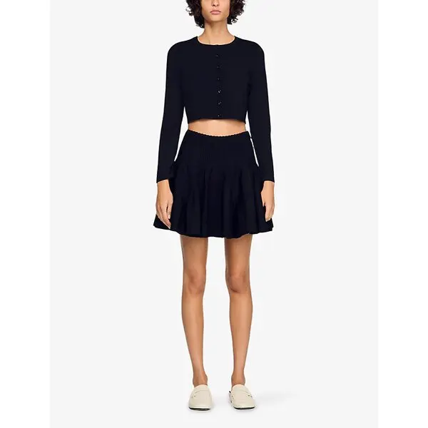 Sandro Round-neck Cropped Knitted Cardigan