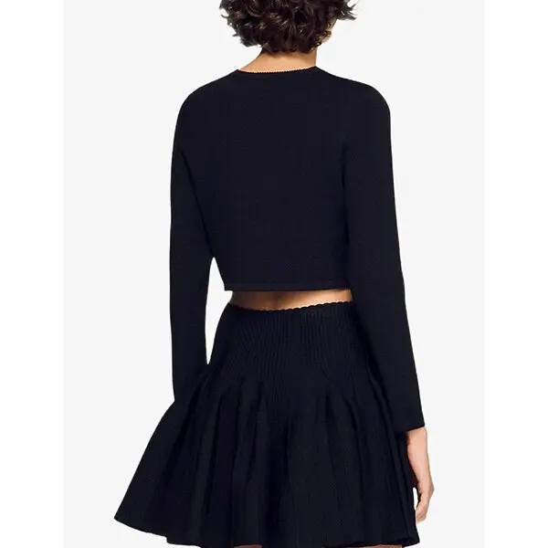 Sandro Round-neck Cropped Knitted Cardigan