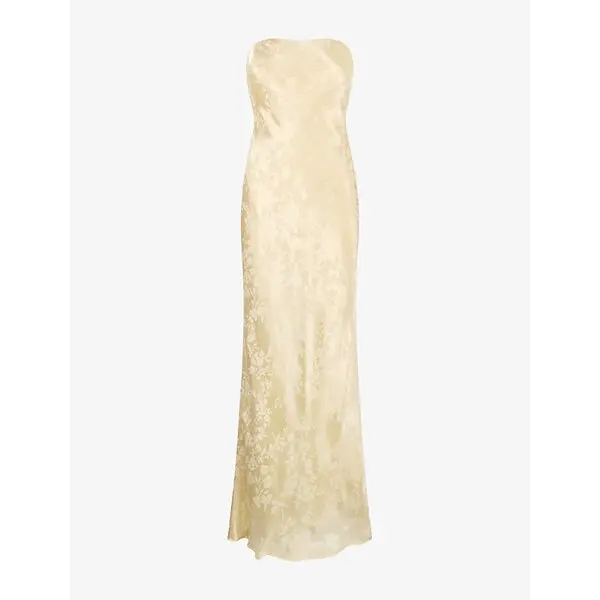 OMNES Amdra Strapless Jacquard Satin Maxi Dress - Butter Yellow