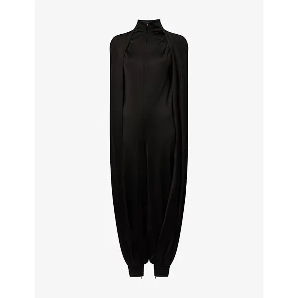 Alaïa Batwing Draped Wool-blend Jumpsuit - Noir Alaia