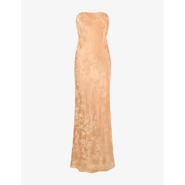 OMNES Amdra Strapless Jacquard Satin Maxi Dress - Peach