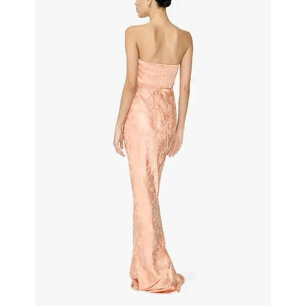 OMNES Amdra Strapless Jacquard Satin Maxi Dress