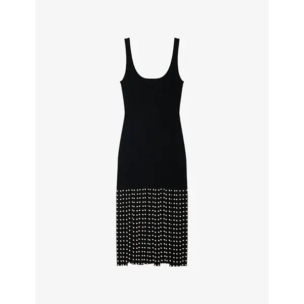 Sandro Sleeveless Fringed Knitted Maxi Dress