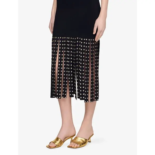 Sandro Sleeveless Fringed Knitted Maxi Dress