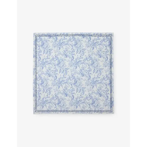 Maje Floral-print Wool-blend Shawl - White/blue
