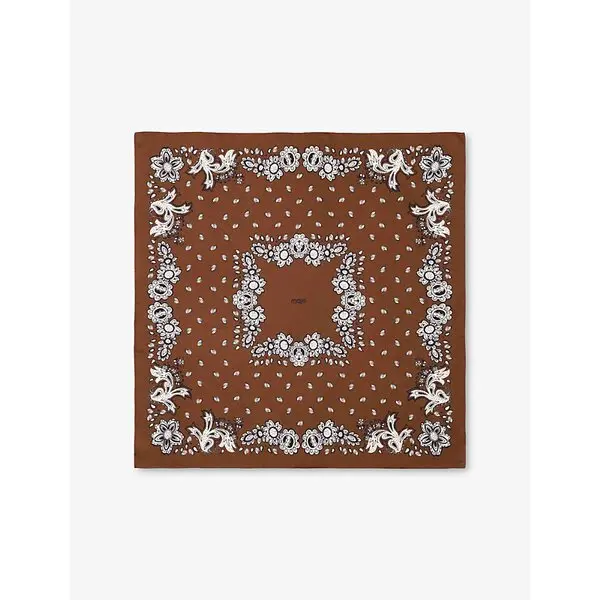 Maje Bandana-print Silk Scarf - Brown Bandana Print
