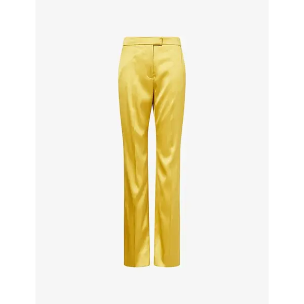 Valentino Garavani Press-pleat Straight-cut Silk-blend Trousers - Avocado