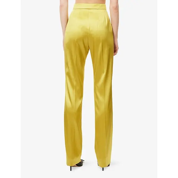 Valentino Garavani Press-pleat Straight-cut Silk-blend Trousers - Avocado