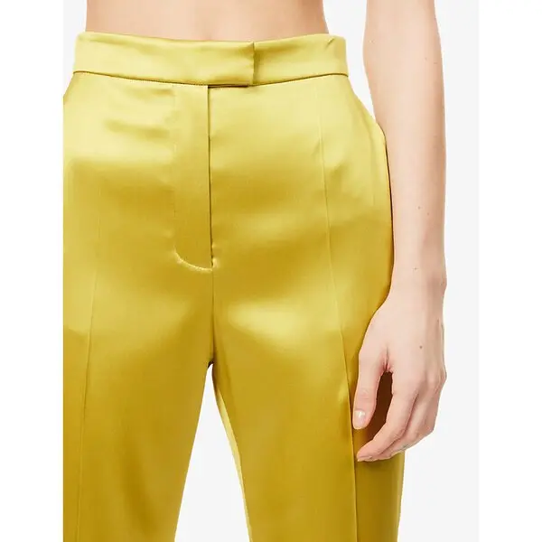Valentino Garavani Press-pleat Straight-cut Silk-blend Trousers - Avocado