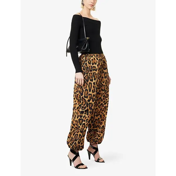 Alaïa Leopard-print Balloon Nylon Trousers - Noir/caramel