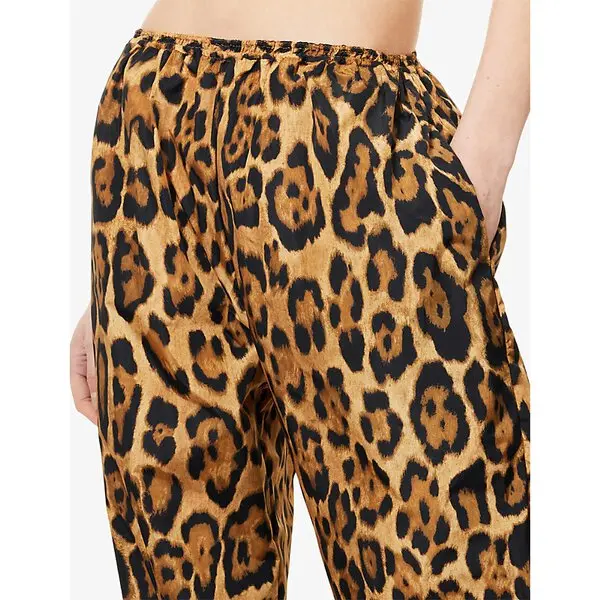 Alaïa Leopard-print Balloon Nylon Trousers - Noir/caramel