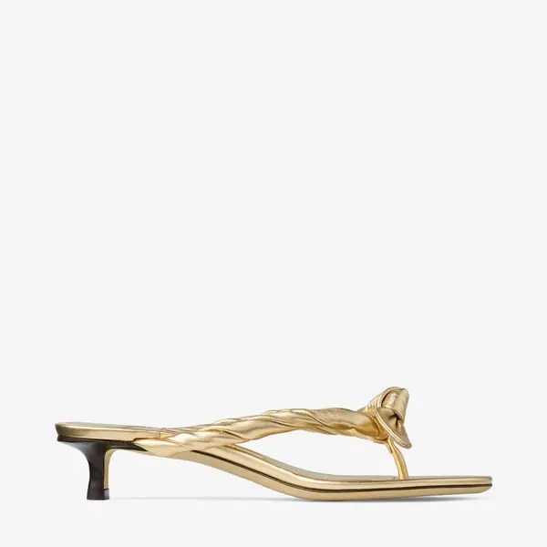 JIMMY CHOO Liss 35 Metallic Nappa Leather Mule Sandals - Silver