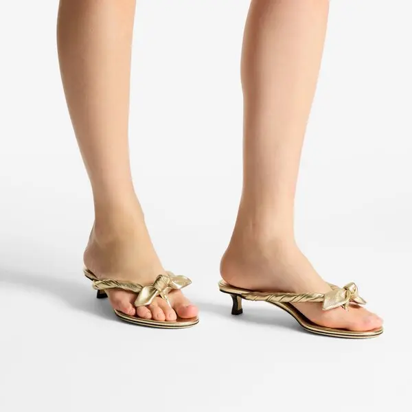 JIMMY CHOO Liss 35 Metallic Nappa Leather Mule Sandals - Silver