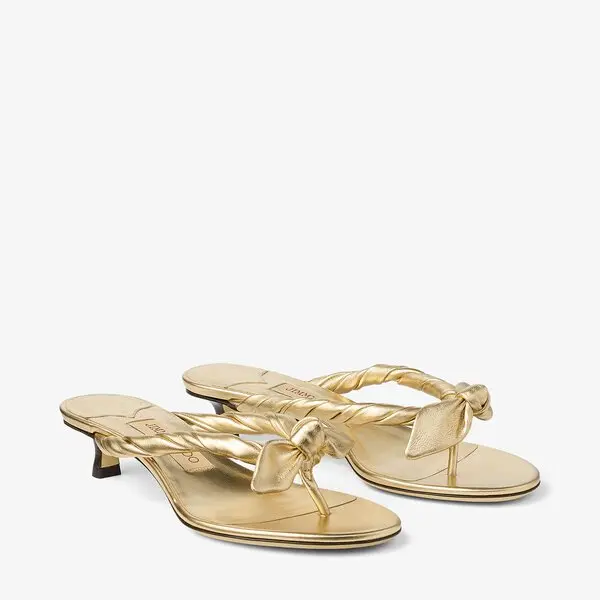 JIMMY CHOO Liss 35 Metallic Nappa Leather Mule Sandals - Silver