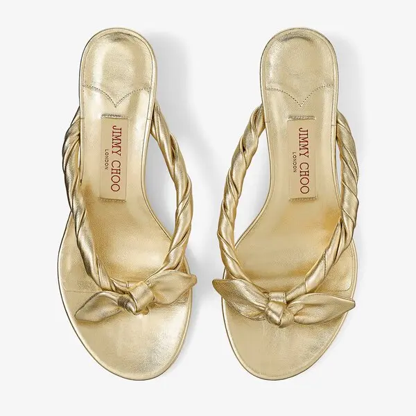 JIMMY CHOO Liss 35 Metallic Nappa Leather Mule Sandals - Silver