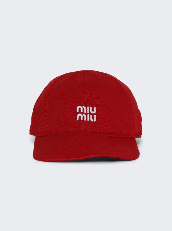 Miu Miu Denim Baseball Cap - Red