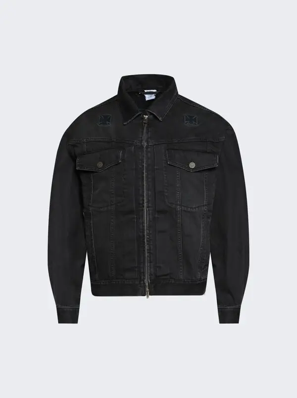 Vetements Biker Crosses Zip Denim Jacket - Black