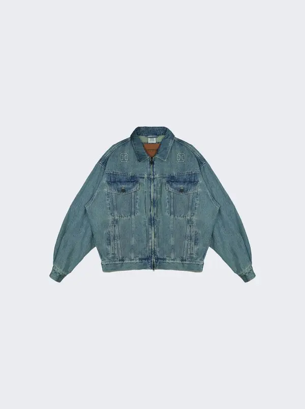 Vetements Biker Crosses Zip Denim Jacket