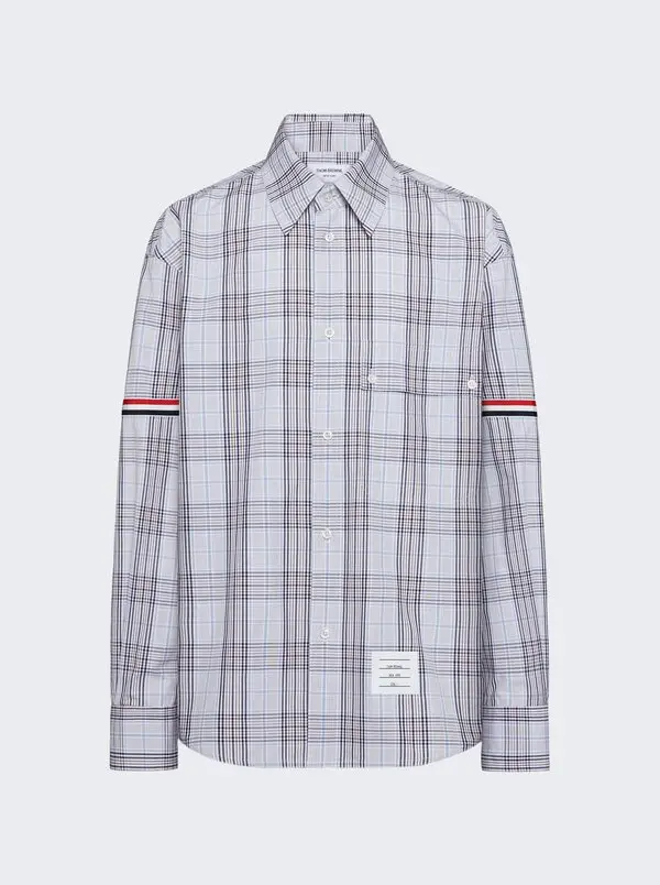 Thom Browne Plaid Check Poplin Armband Oversized Shirt Blue - Multi