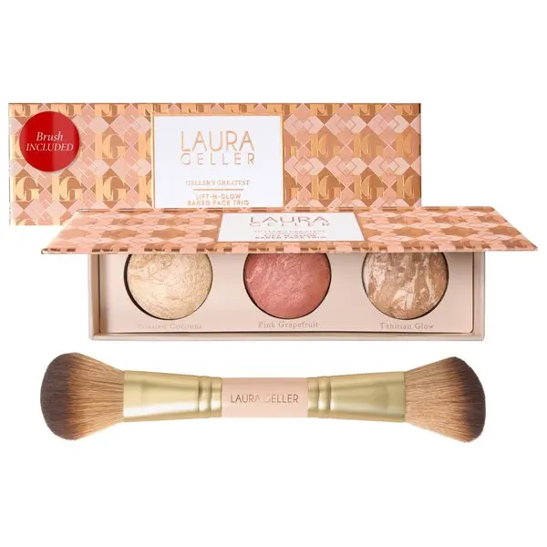 Laura Geller Beauty Geller's Greatest Lift-n-glow Face Palette & Dual-ended Blush + Bronzer Brush - One-color