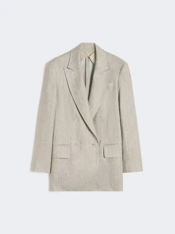 Max Mara Olimpia Jacket In Chevron Linen - Beige