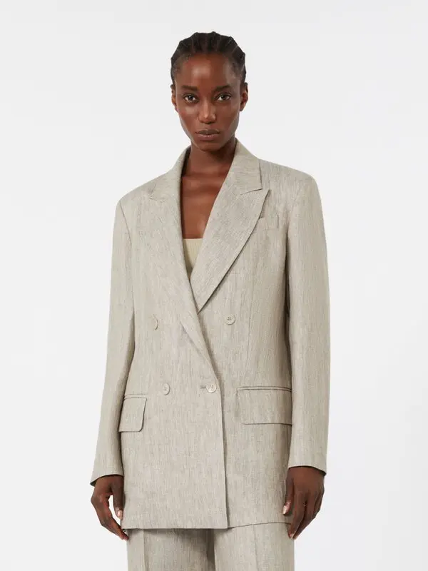 Max Mara Olimpia Chevron Linen Jacket - Beige