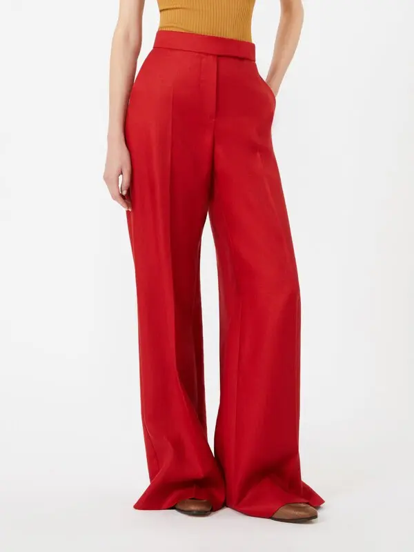 Max Mara Wide-leg Linen Trousers - Red
