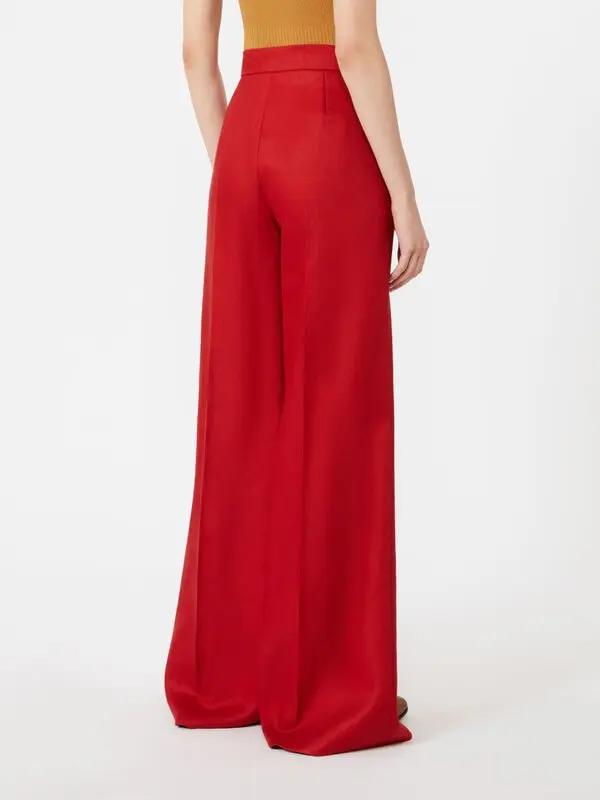 Max Mara Wide-leg Linen Trousers - Red