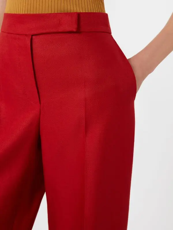 Max Mara Wide-leg Linen Trousers - Red