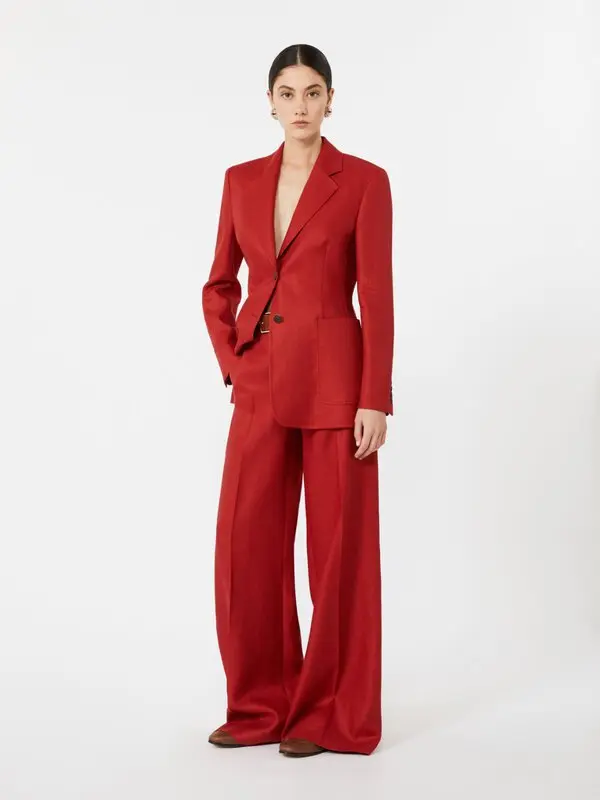 Max Mara Wide-leg Linen Trousers - Red