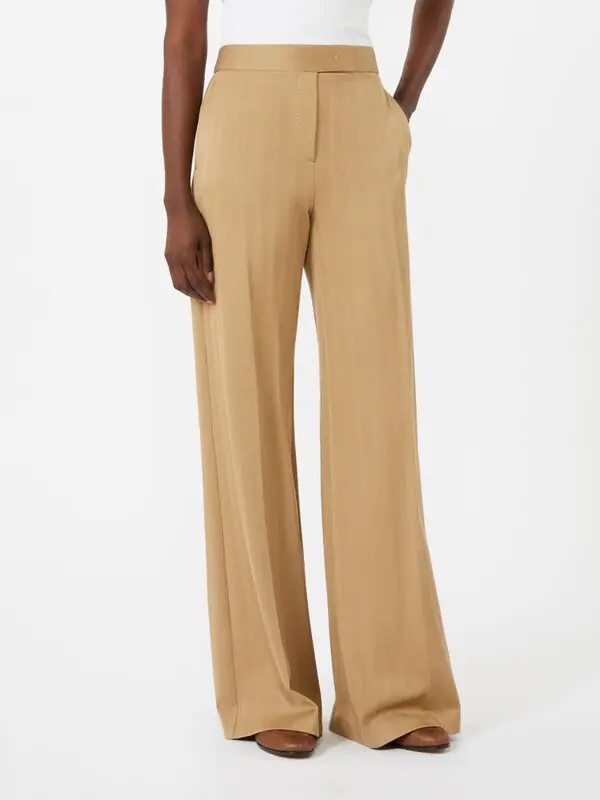 Max Mara Pinstriped Jacquard Jersey Trousers - Desert