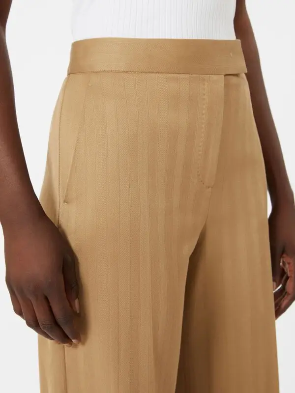 Max Mara Pinstriped Jacquard Jersey Trousers - Desert