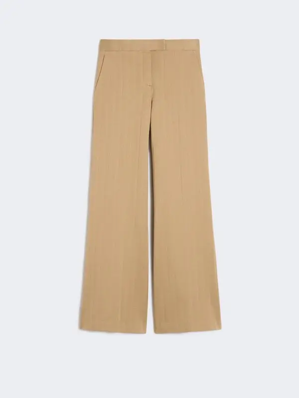 Max Mara Pinstriped Jacquard Jersey Trousers - Desert