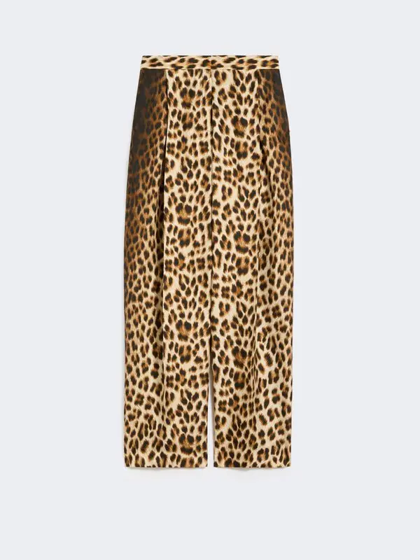 Max Mara Animal-print Pure Silk Trousers