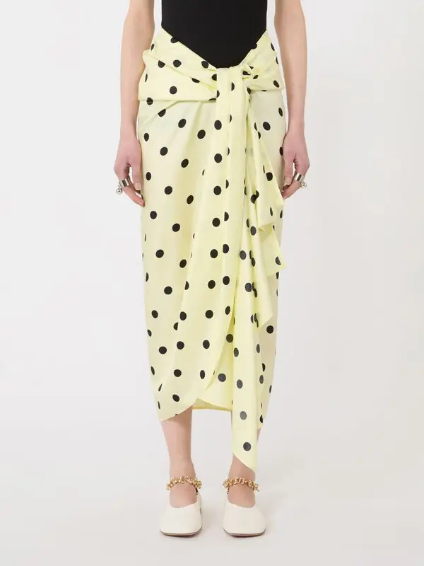 Max Mara Polka Dot Print Silk Twill Knot Skirt