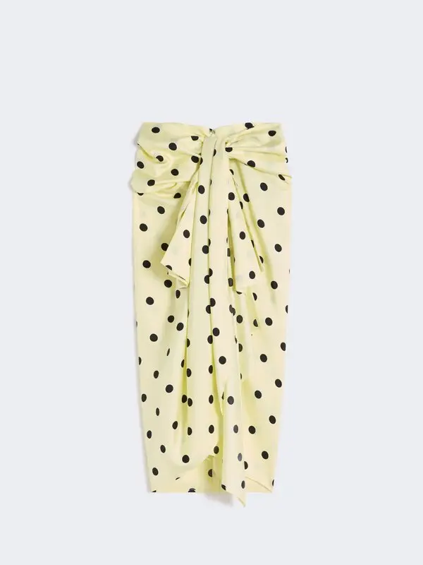 Max Mara Polka Dot Print Silk Twill Knot Skirt
