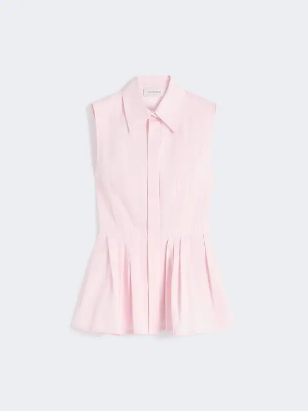 Max Mara Sleeveless Heavy Cotton Canvas Shirt - Pink