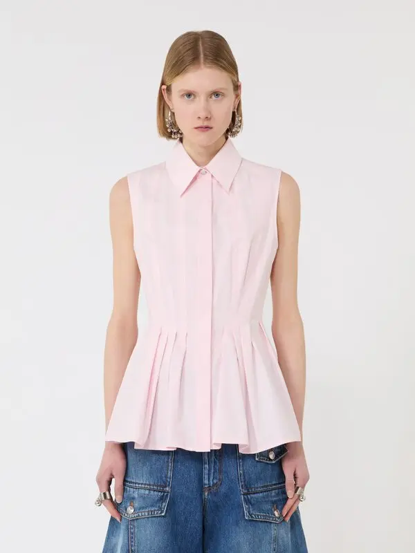 Max Mara Sleeveless Cotton Canvas Shirt