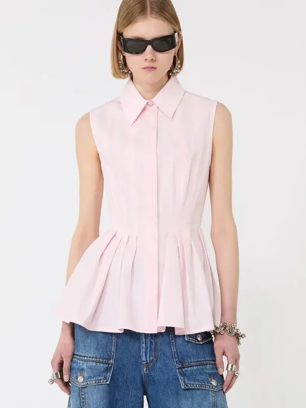 Max Mara Sleeveless Cotton Canvas Shirt