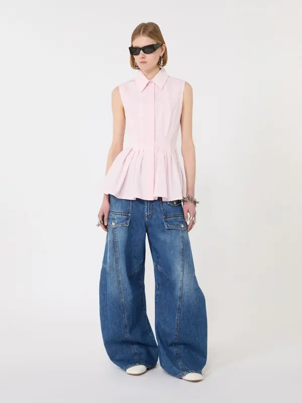 Max Mara Sleeveless Cotton Canvas Shirt