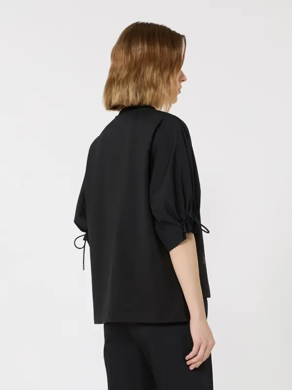 Max Mara Cotton-blend Jersey T-shirt With Balloon Sleeves - Black